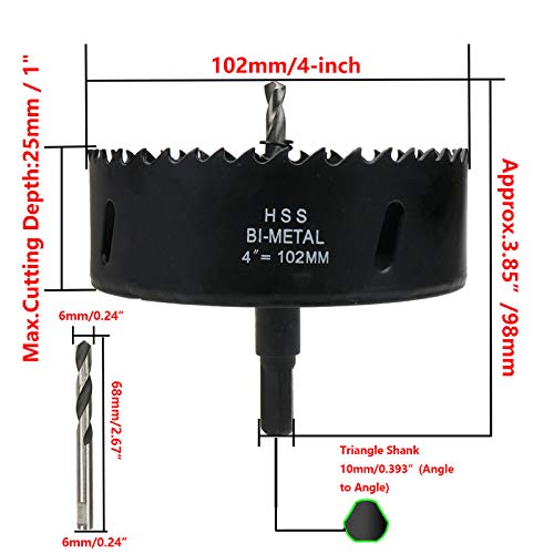 Rannb Hole Saw 4-inch Dia Hole Cutting Drill Bit for Drilling Holes in Wood, Plastic, Drywall, Thin Metal