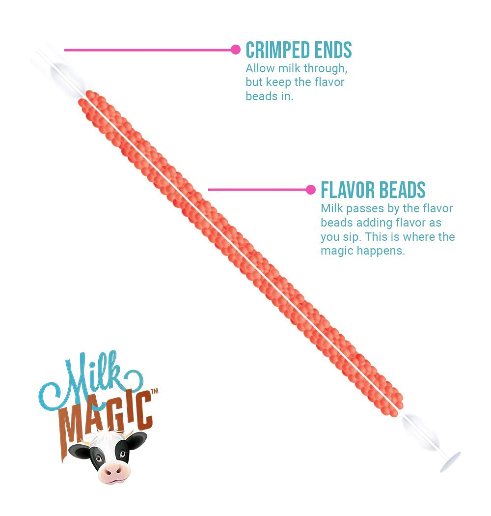 Milk Magic Milk Flavoring Straws, 4-Pack Bundle (16 count), Chocolate, Strawberry, Cotton Candy, Cookies & Cream Cereal Straws