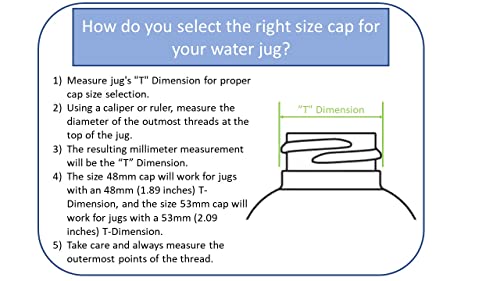 Screw-On Caps Compatible with 1-5 Gallon Bluewave, New Wave Enviro, PureAqua Brand Water Jugs, 48mm Size Bottle Lids, 2pk