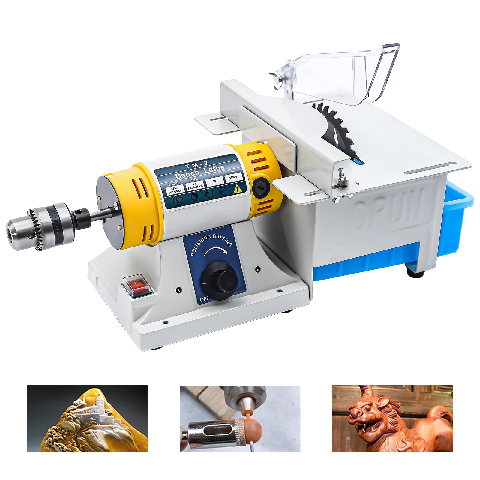 OCASAMI Mini Table Lapidary Saw Rock Saw Lapidary Polisher Bench Lathe Polishing Buffing Cutting Machine DIY Jewelry, 10000RPM Mini Precision Polisher, Gem Rock Woodworking