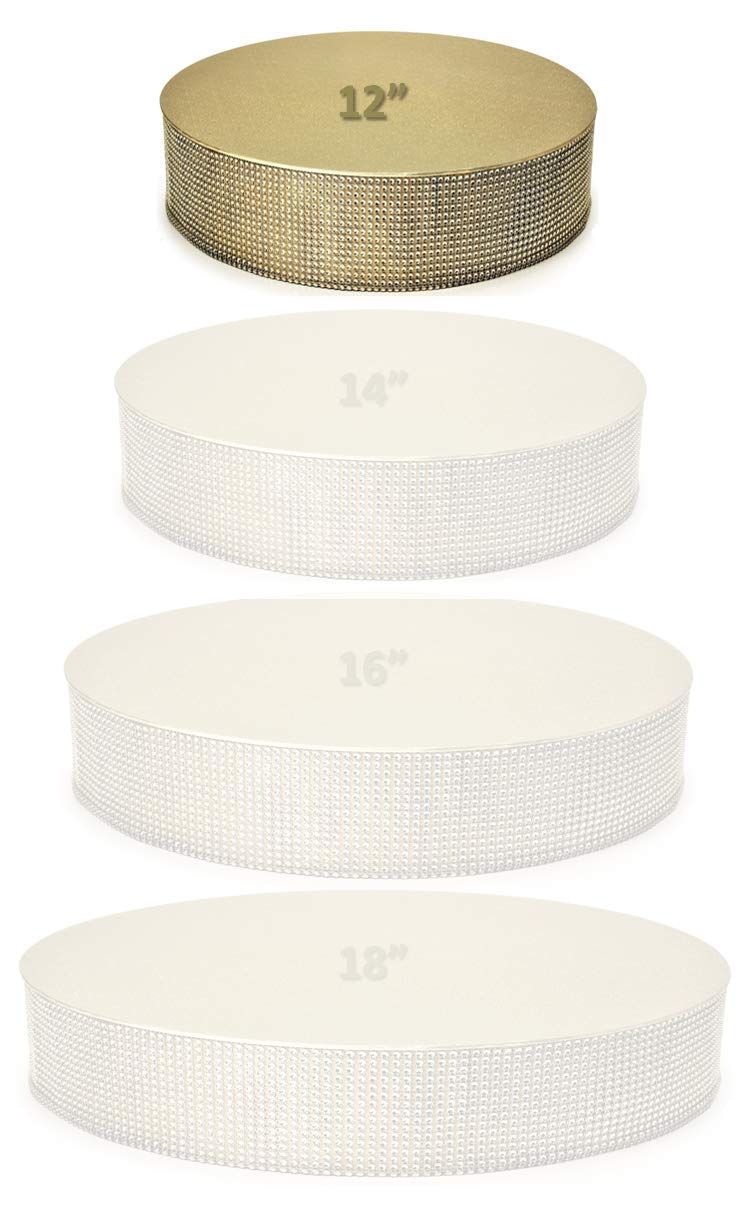 OCCASIONS Bling Wedding Cake Stand (Holds 150 lbs) Cupcake Base, Decorative Centerpiece for Parties (12" Round, Soft Gold)