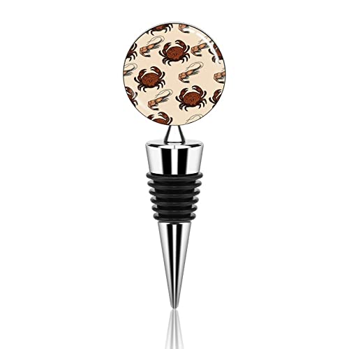 Ocean Sea Crabs Shrimps Wine Bottle Stoppers Reusable Plug Wine Saver Corks for Beverage Holiday Party Kitchen Decorative