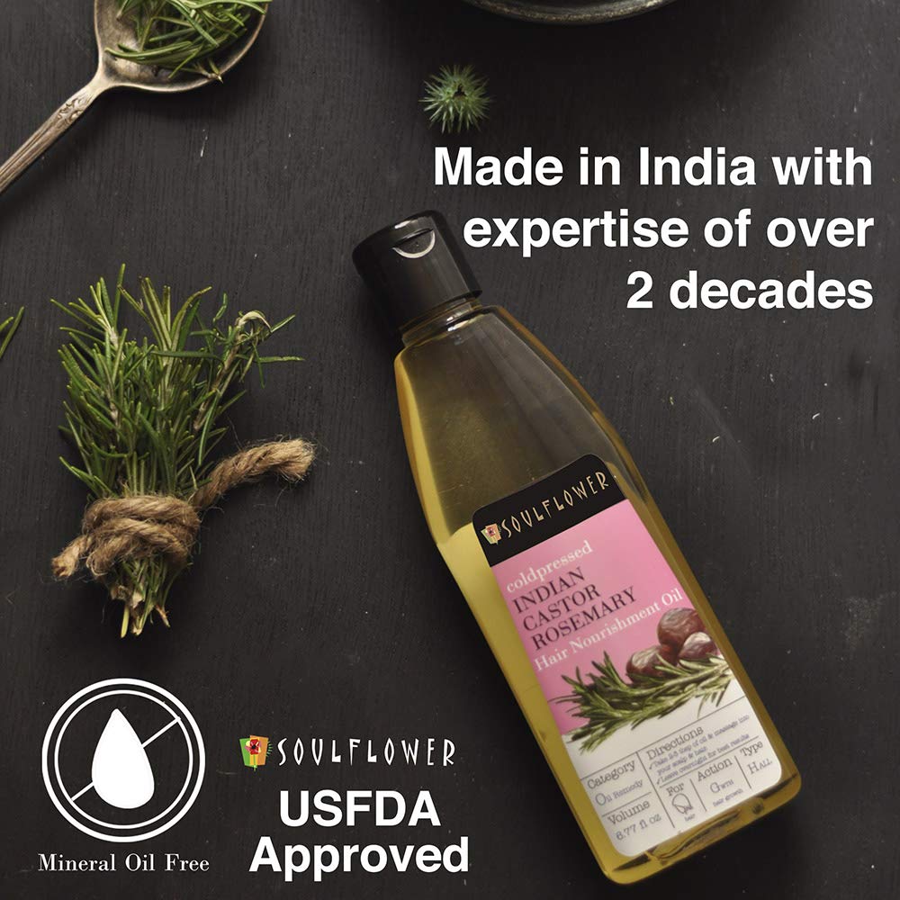 Soulflower Pack of 2 Castor Rosemary Hair Oil and Onion Biotin Shampoo, 500ml