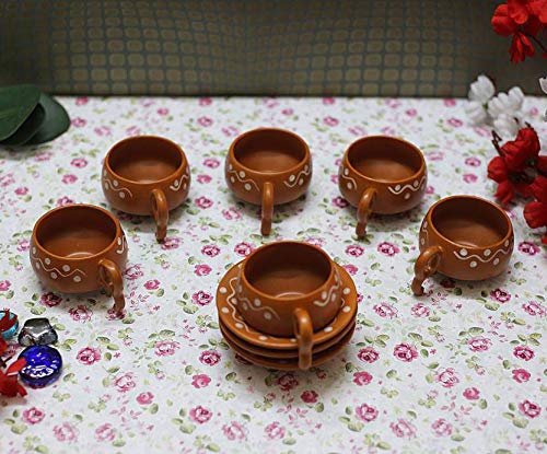 Odishabazaar Tea Cup with Saucer Set of 6 (6 tea cups and 6 saucers 5.4 oz) | Tea cups set of 6 Microwave Safe