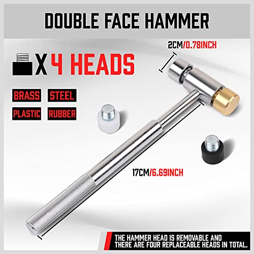 SEDY 18-Pieces Roll Pin Punch Set, Roll Pin Starter Punch, Brass, Steel, Plastic Punches & Brass/Polymer Hammer. Red Storage Carring Case provided