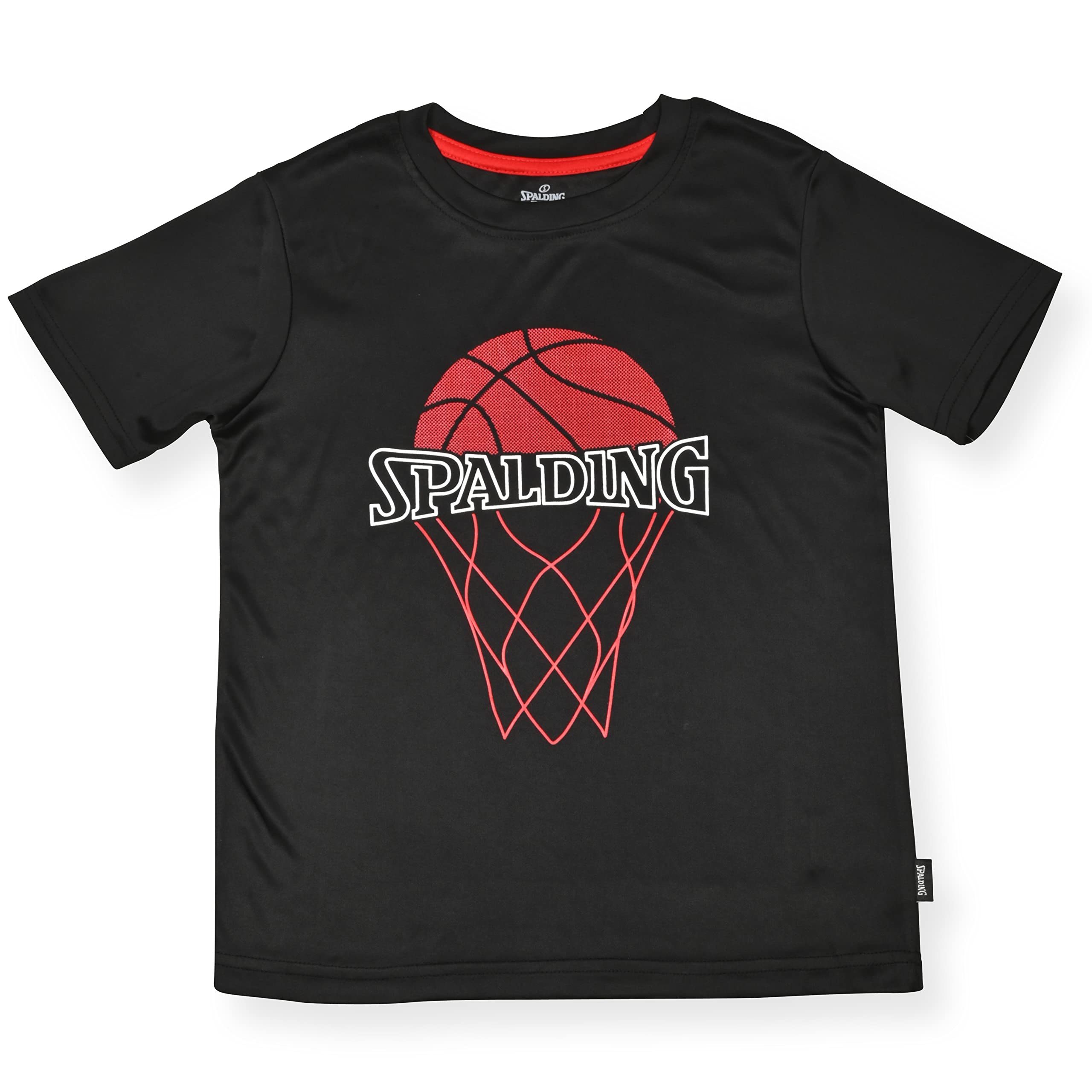 Spalding Boys Three Pointer 2-Piece Short Set, Black/Red, 6/7