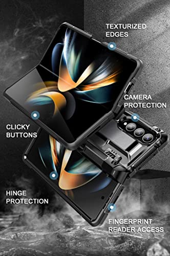 ZtotopCases for Samsung Galaxy Z Fold 4 5G (2022), Full-Body Dual Layer Rugged Case with Built-in Screen Protector & Kickstand & S Pen Slot Drop Protection Shockproof, Black