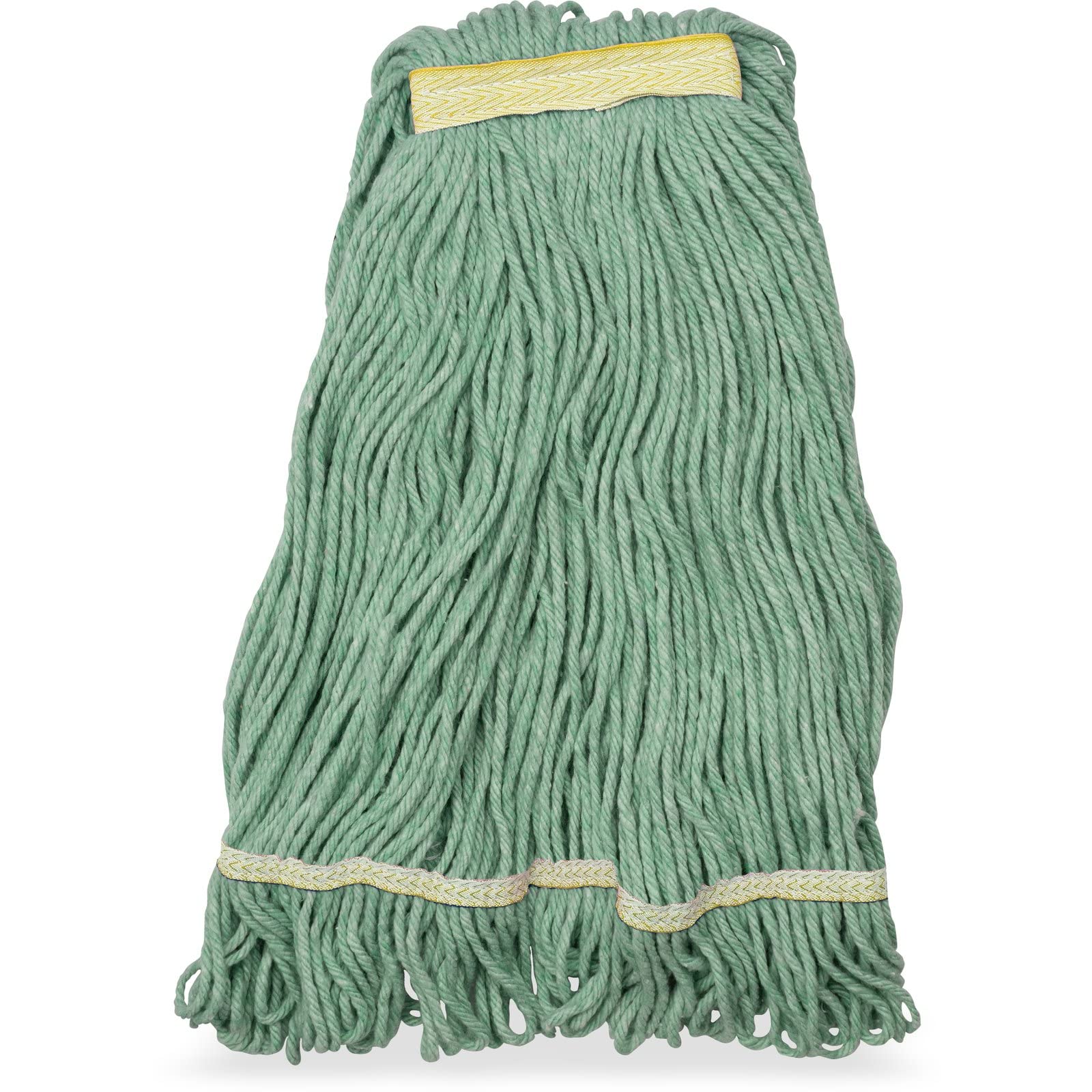 SPARTA Flo-Pac Acrylic Mop Head, Loop-Ended, Narrow Band with 1" Yellow Band for Organized Cleaning, Small, Green