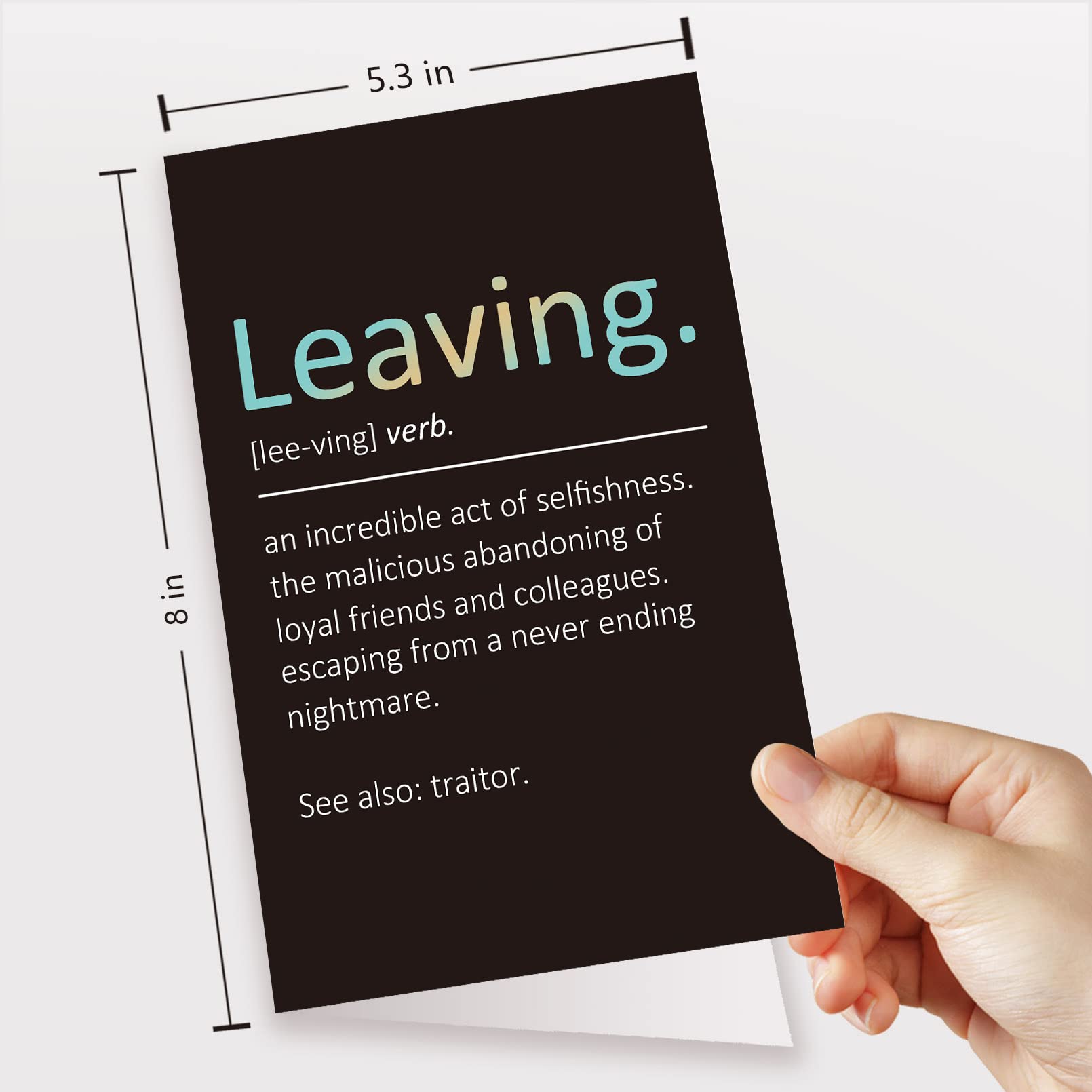 Spercy Leaving Definition Card, Funny Leaving Card, Rude Sarcastic Farewell Office Card, Goodbye Card For Coworkers Leaving