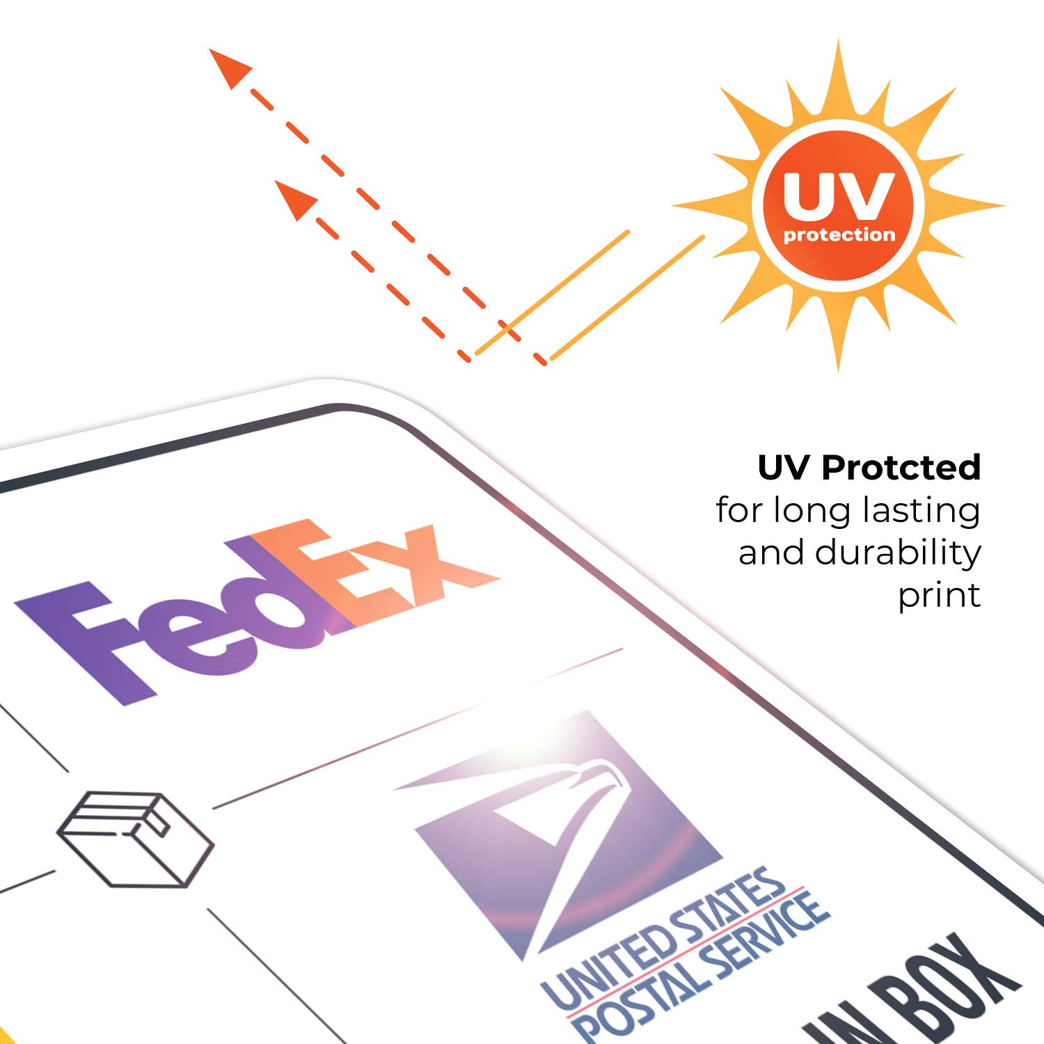 Sigo Signs - Package Delivery Sign, Delivery Instructions FedEx Amazon Ups USPS Sign, 10x7 Inches, 4 Mil Vinyl Decal Stickers Weather Resistant, Made in USA