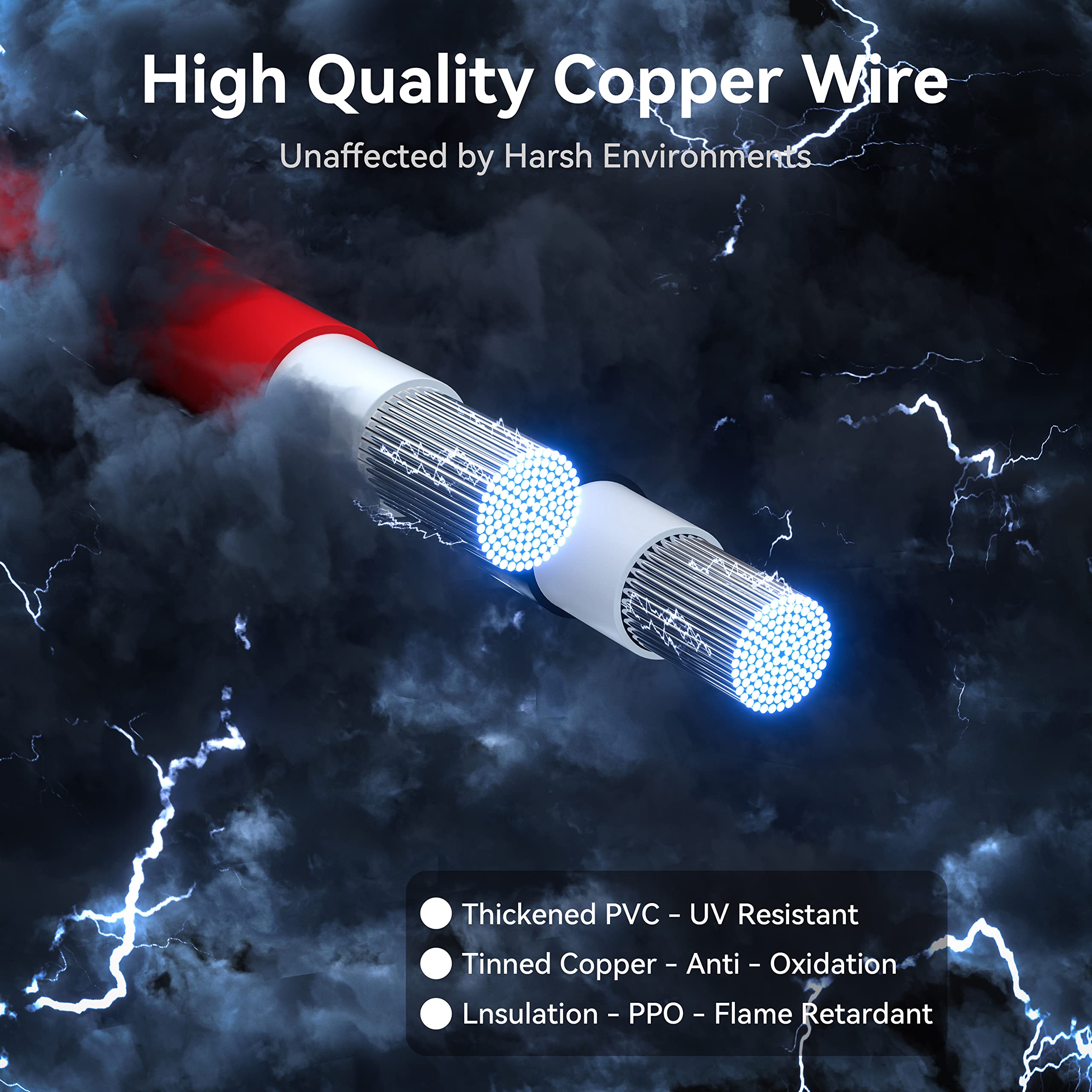 PowMr Solar Panel Wire 98FT Black 10AWG (6mm²) Tinned Copper Wire, PV Wire Solar Extension Cable, Solar Panel Cable for Solar Panel Automotive RV Boat Marine Outdoor,10AWG 98Ft Black