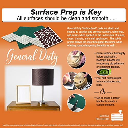 Shepherd Hardware 9425 Self-Adhesive Felt Surface Protection Pads, Assorted Sizes, 46-Count, Brown