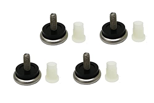 Shepherd Hardware 9451 1-1/4-Inch Threaded Stem Furniture Glides, 1/4-Inch Stem Diameter, Metal Base with Rubber Cushion, 4-Pack,Silver
