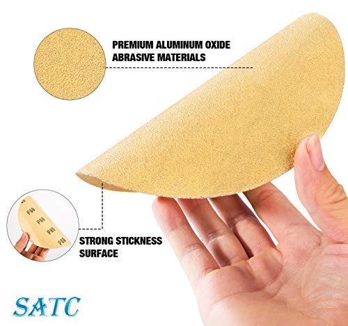 S SATC 100 PCS PSA Sanding Discs 6 Inch Adhesive Backed Sandpaper 80 Grit Sander Attachment for Drill Self Stick Aluminum Oxide Round Automotive Sandpaper with Sticky Back