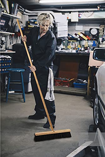 Unvert Black Indoor Push Broom Head β Heavy Duty Hardwood Block β Polypropylene Bristles β Deck Scrub Brush β Two Threaded Handle Holes for Better Assist (14")