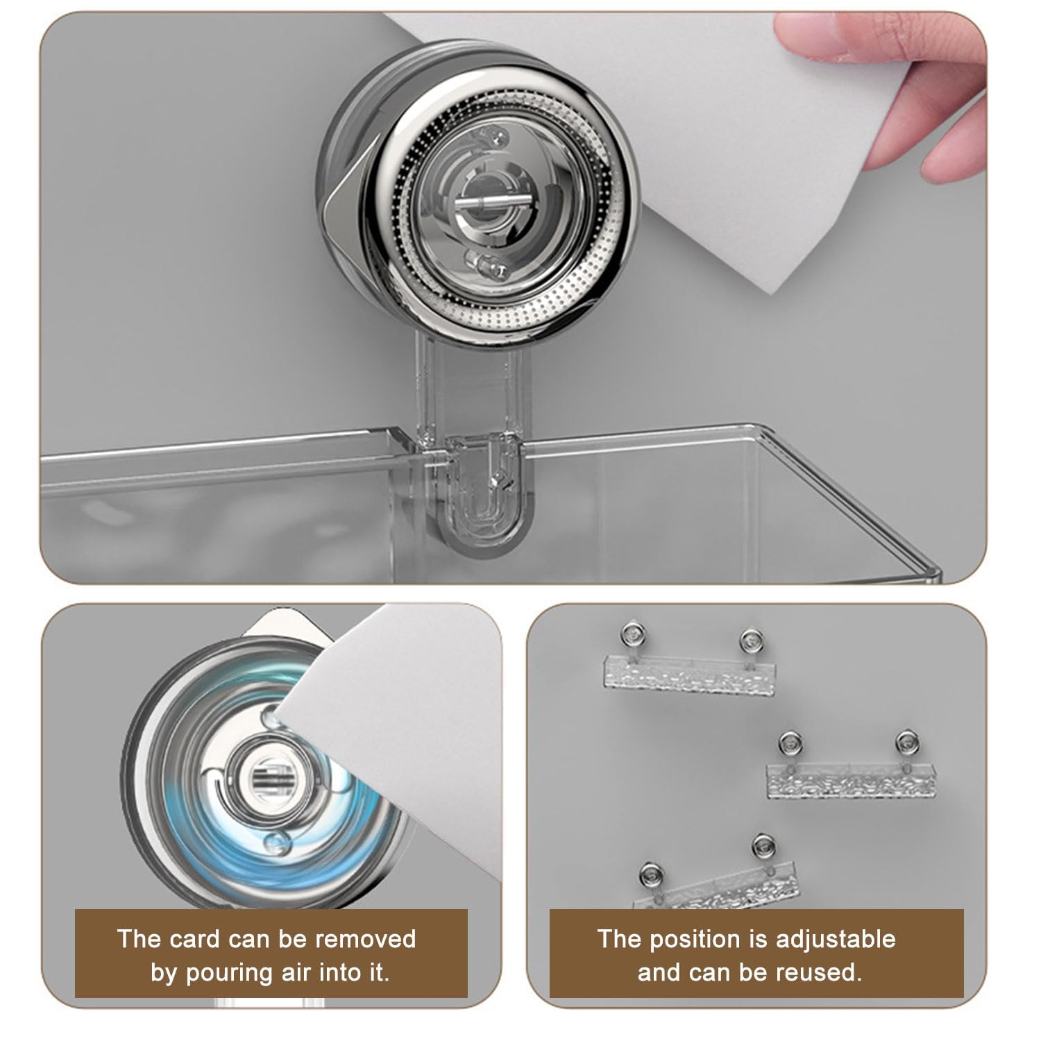 ZCNANDG No Drill Clear Wall Caddy, Drill-Free Removable Storage,Removable Suction Cup Shelf, Organizer for Shower, Sink, Wall Mounted Space Saver, No Drilling Bathroom Shower Organizer