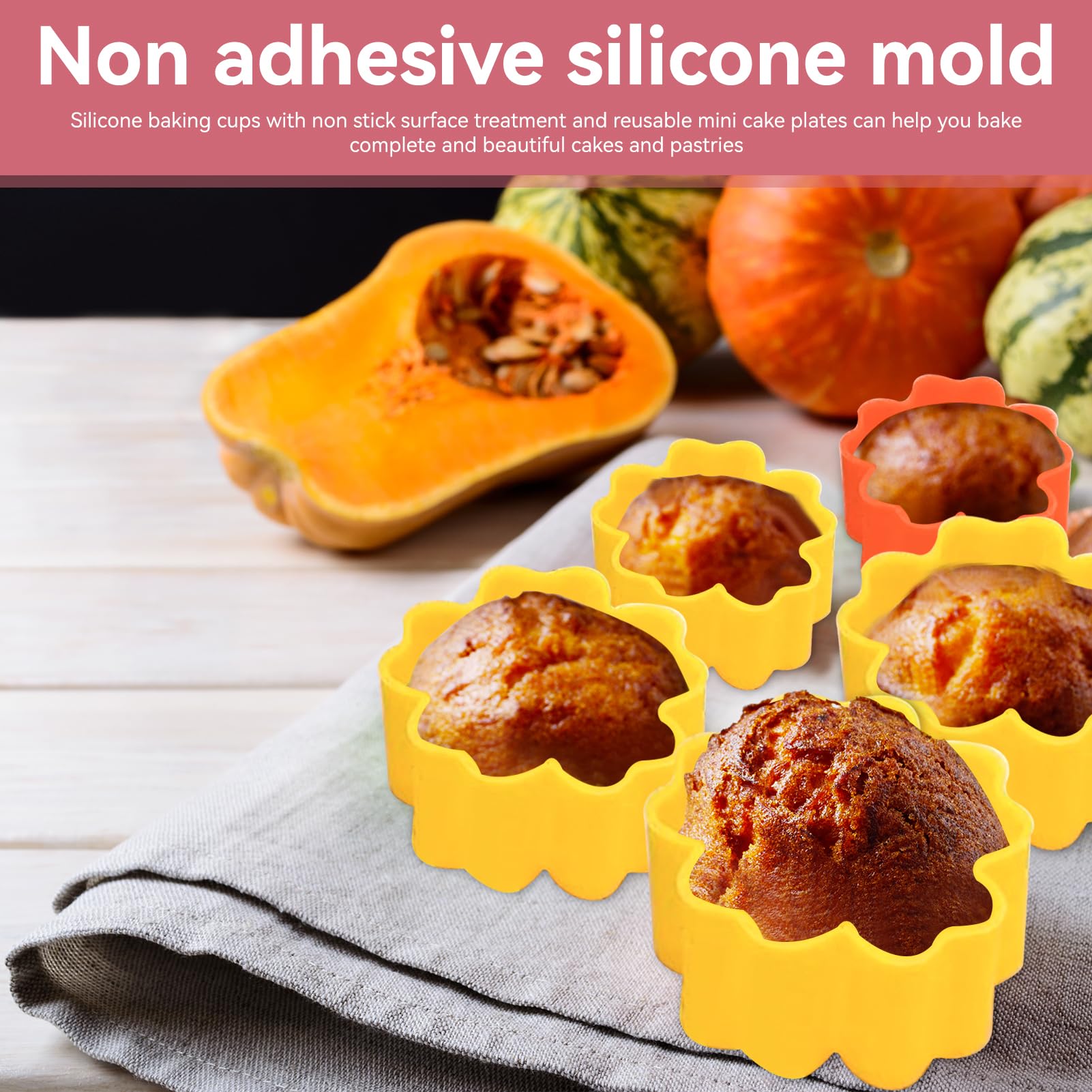 Silicone Cupcake Molds, 24Pcs Mini Flower Shape Silicone Baking Cups Cupcake Liners Reusable Muffin Cup Cake Pan for Cake Chocolate