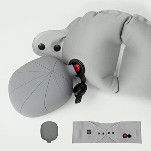 URBAN FOREST Inflatable Neck Pillow,Travel Pillow&Tree Storage Pocket, Fast Inflation&Quick Deflation,2-in-1 Design,Nap Pillow Portable for Airplane/Car/Home/Office (Grey)