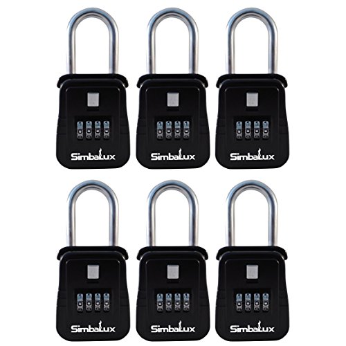 SimbaLux Combo Realtor Lockbox Quality 4 Digit Numeric Combination Real Estate Lock Box, 6-Pack