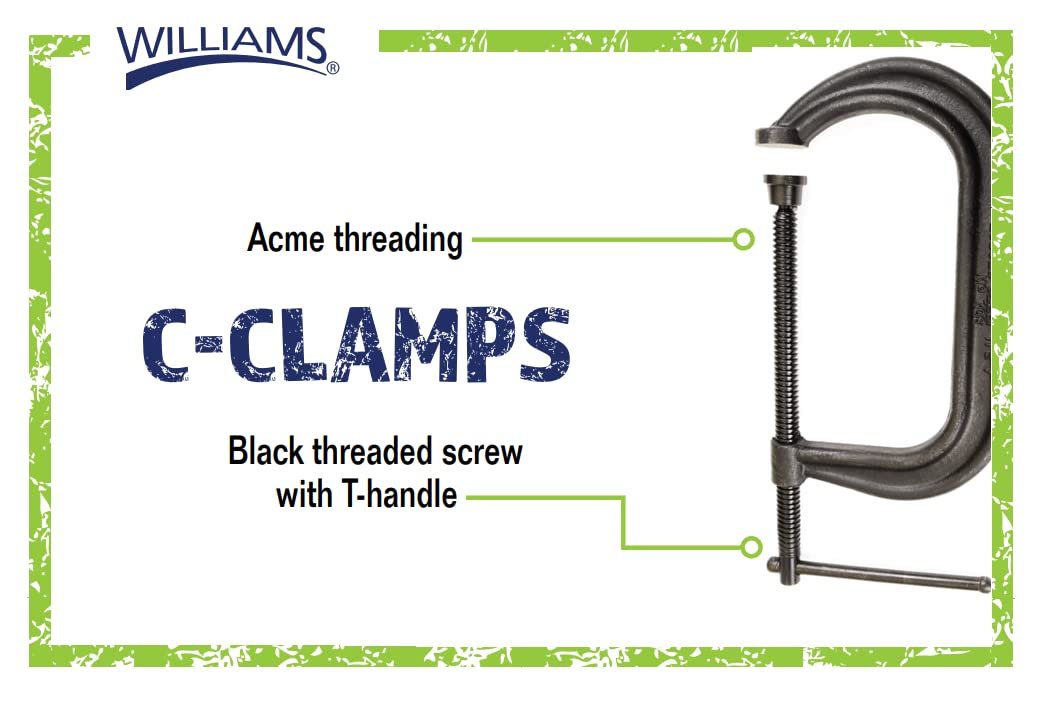Williams CC-408S 8-Inch Drop Forged C Clamp , Black
