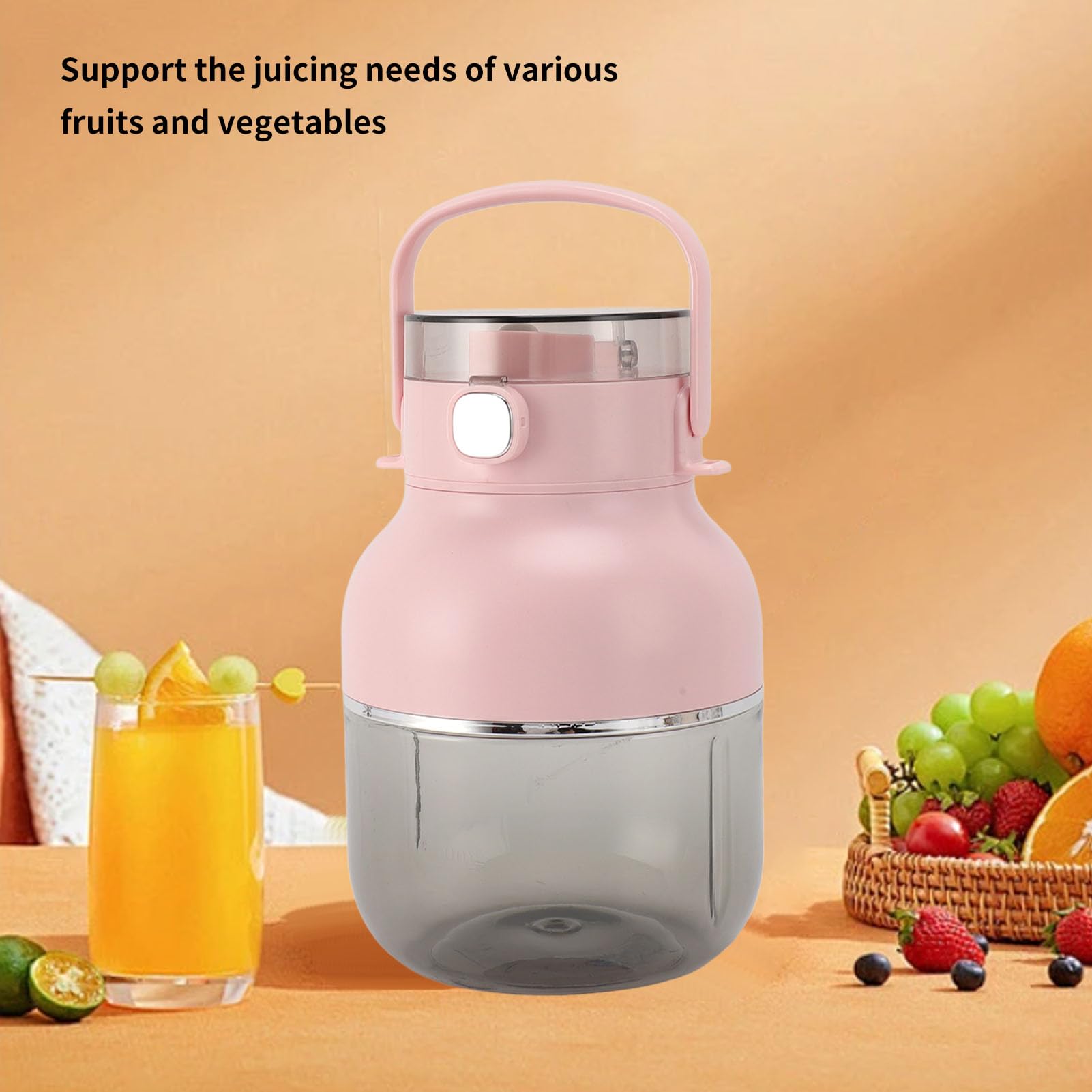 Zerodis Large Capacity Blender Cup, USB Rechargeable, Cordless Convenience, Multi Functional Juicer, Portable and Convenient, Portable Blender Cup, ABS Material, Lithium Battery (Built, Pink