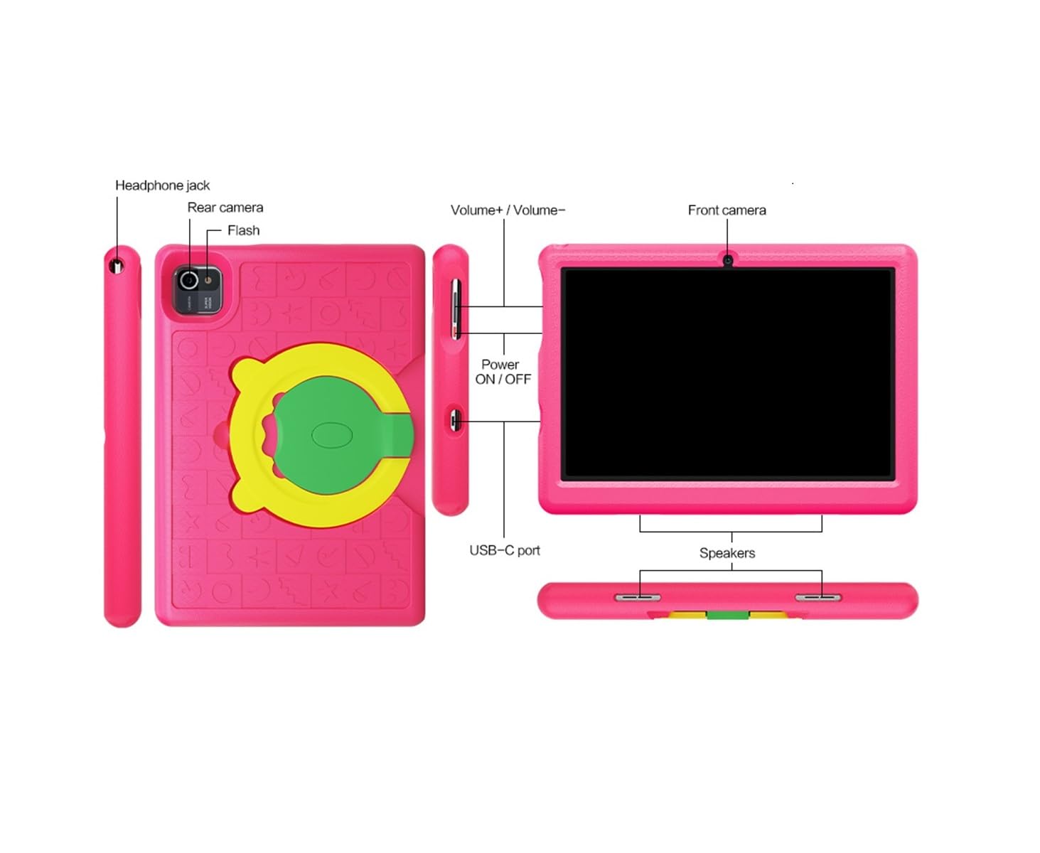 Okaysea Tablet for Kids Android 12 Kids Tablet with 2GB RAM, 32 GB ROM, Dual Camera, Bluetooth, 5000mAh Battery (Pink)