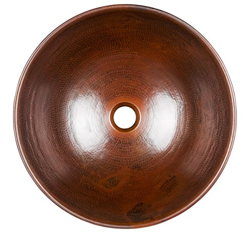 Sinkology BRV-1405BC Hubble Handmade Pure Solid Vessel Sink, 14", Aged Copper