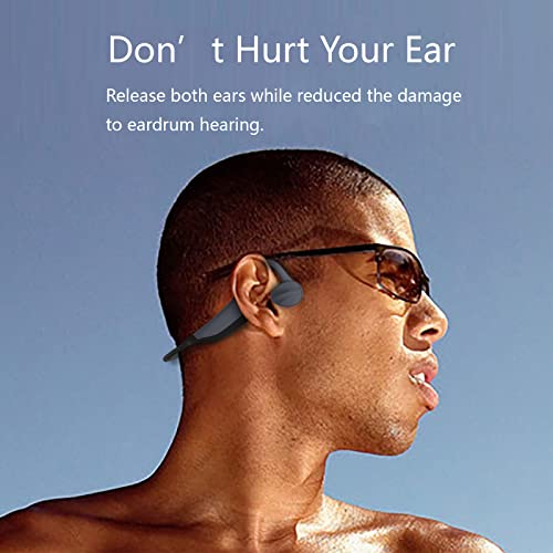 Wireless Bluetooth Headphones, Bone Conduction Headphones Compatible with Android iPhone, Waterproof Open Ear Earphones Swimming Headset Underwater Hi-Fi Stereo Sound for Gym Running, Grey
