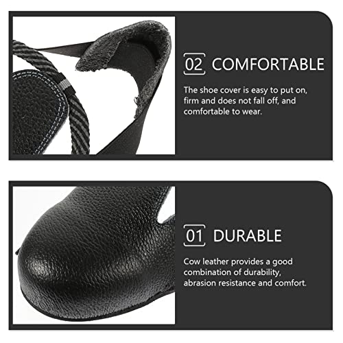 Steel Toe Cap Safety Shoe Covers, Universal Steel Toe Leather Overshoes Workplace with Adjustable Strap, Unisex Safety Footwear Toe Leather Protector Attachment Size EUR 36-46