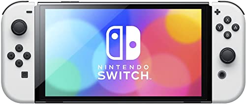 PURTCH Newest 2022 Model Switch OLED Display with White Controllers and Dock - 7" 1280 x 720 OLED Touchscreen Display, 64GB Internal Storage, 802.11AC WiFi, Bluetooth 4.1, Ethernet, Type-C