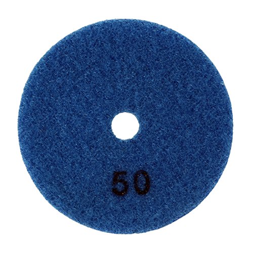 uxcell 3-inch Diamond Wet Polishing Pad Grit 50 10pcs for Granite Concrete Marble Blue