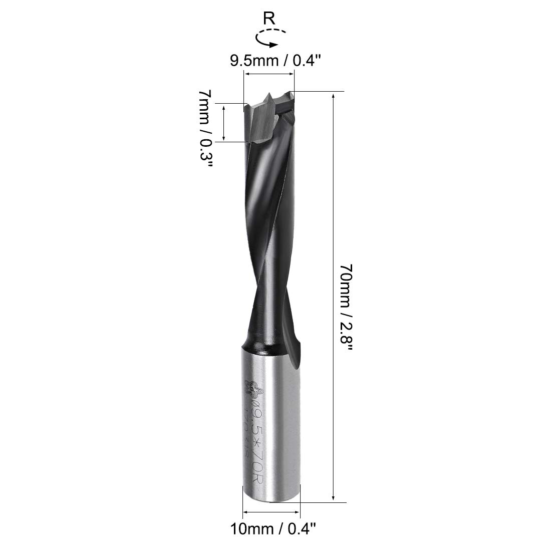 uxcell Brad Point Drill Bits for Wood 9.5mm x 70mm Forward Turning HSS for Woodworking Carpentry Drilling Tool