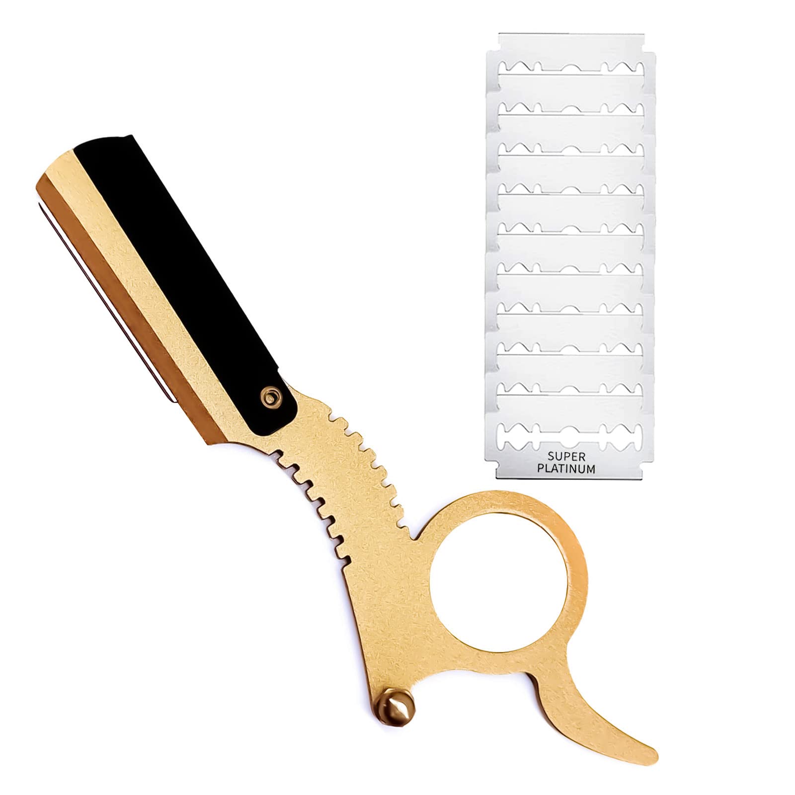 Straight Razor Shaving Kit With Blades, Classic Straight Edge Barber Razor For Close & Precise Shaving, Professional Manual Shaver Beard Trimmer Razor, navaja de barbero