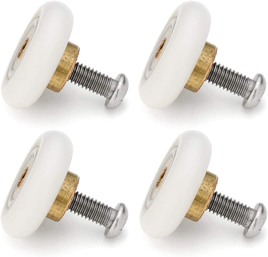 Set of 4 Dia 19mm Stainless Steel Shower Door Wheels Rollers Runners, White, 19mm x 5mm (Stainless steel-4PCS)
