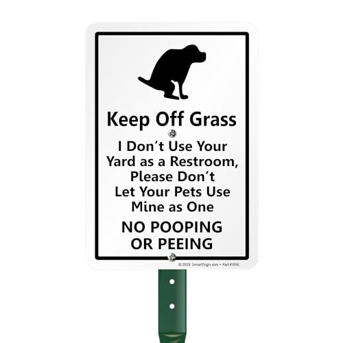 SmartSign "Keep Off Grass" Funny Dog Poop Sign for Lawn | 21” Tall Stake & Sign Kit