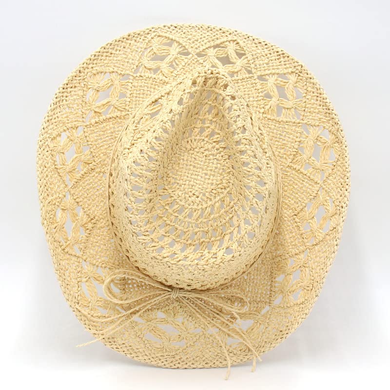 Straw Cowboy Hat Cowgirl Straw Hats Shapeable Wide Brim Staw Beach Sun Hat Brown