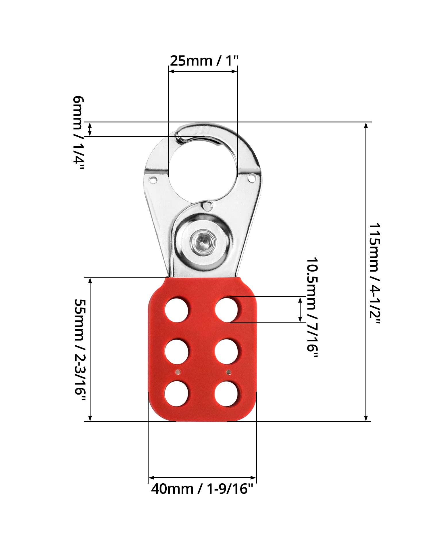QWORK Lock Out Tag Out Hasp, 6 Pack Tamper-Proof Stainless Steel Padlock Hasp with Extended Jaw, Red