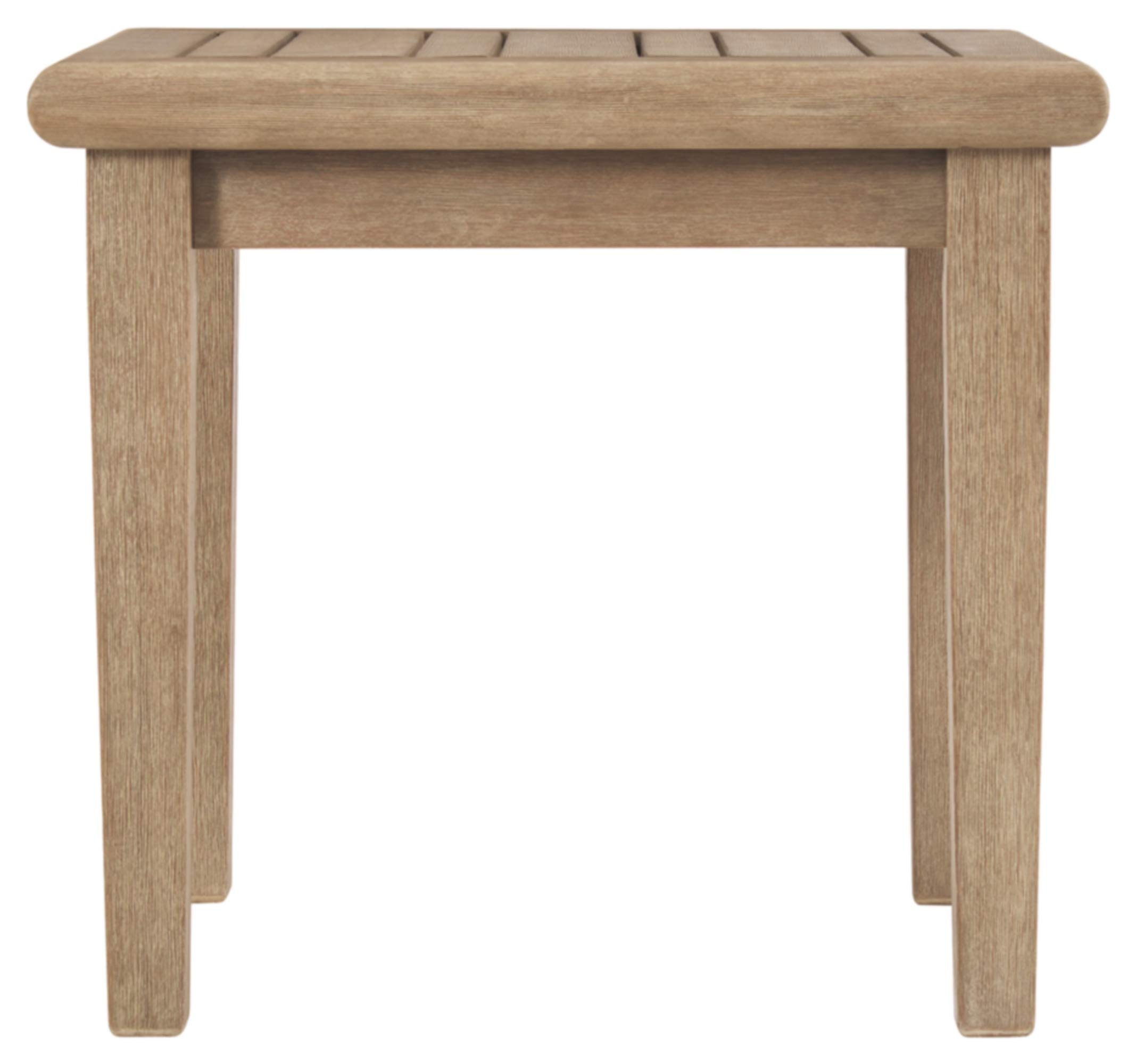 Signature Design by Ashley Gerianne Outdoor Eucalyptus Wood Square End Table, Beige
