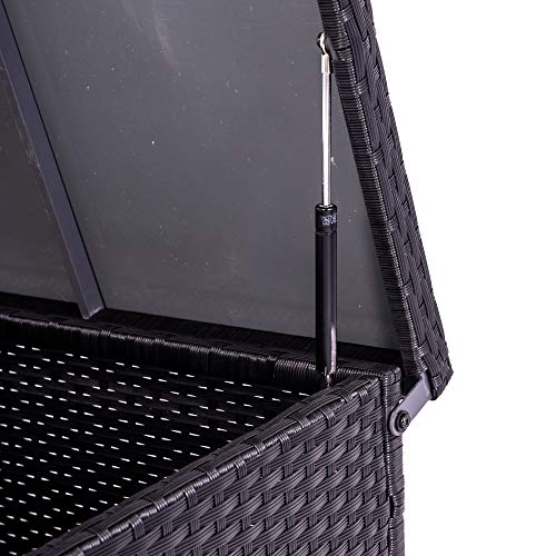 Sundale Outdoor Storage Box, 60 Gallon Patio Deck Boxes with Hinged Lid, Outdoor Wicker Cushion Storage Container Bin Chest for Cover, Pillow, Towel - Steel Frame, Classic Black