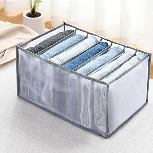 VANREYIN Extra Large 7 compartments Water Laundry Cabinet Clothes Storage Box, Jeans Compartment Storage Box 17.5-inch Foldable Closet Drawer Storage Box Bedroom