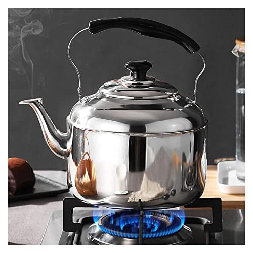 XENITE Classic Kettle Stove Top Whistling Kettle Stainless Steel Teapot Camping Kettles for Boiling Water Stovetop Whistling with Ergonomic Handle Camping Kettle Teapots (Color : Silver, Size : 10L