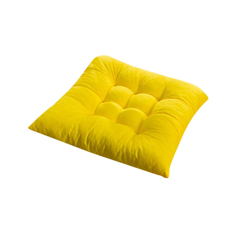 ONWRACE Decorative Throw Pillow, 40x40cm Solid Color Square Soft Thicken Seat Pad Cushion Dining Room Chair Decor, Cute Soft Seating Cushion for Office Yellow
