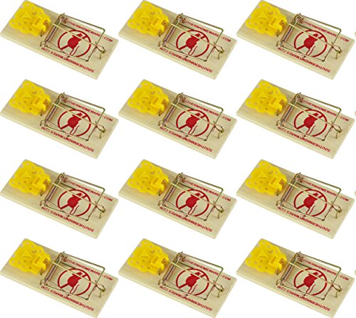 Southern Homewares Wooden Snap Mouse Trap Spring Action with Expanded Cheese Shaped Trigger 12 Pack
