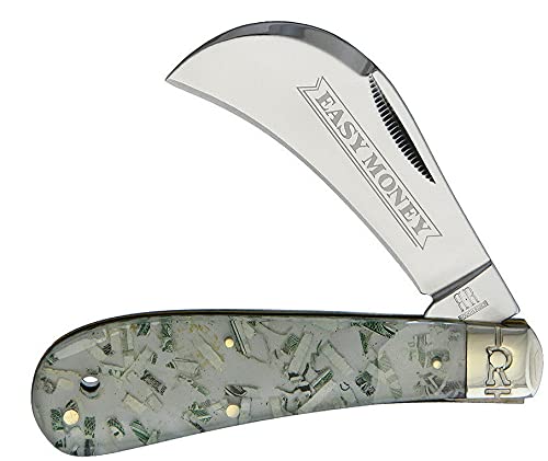S.S. Folding Knives Rough Rider Easy Money Hawkbill Shredded U.S Currency Open Folding Pocket Knife 1889 Outdoor Survival Hunting Knife for Camping by Survival Steel