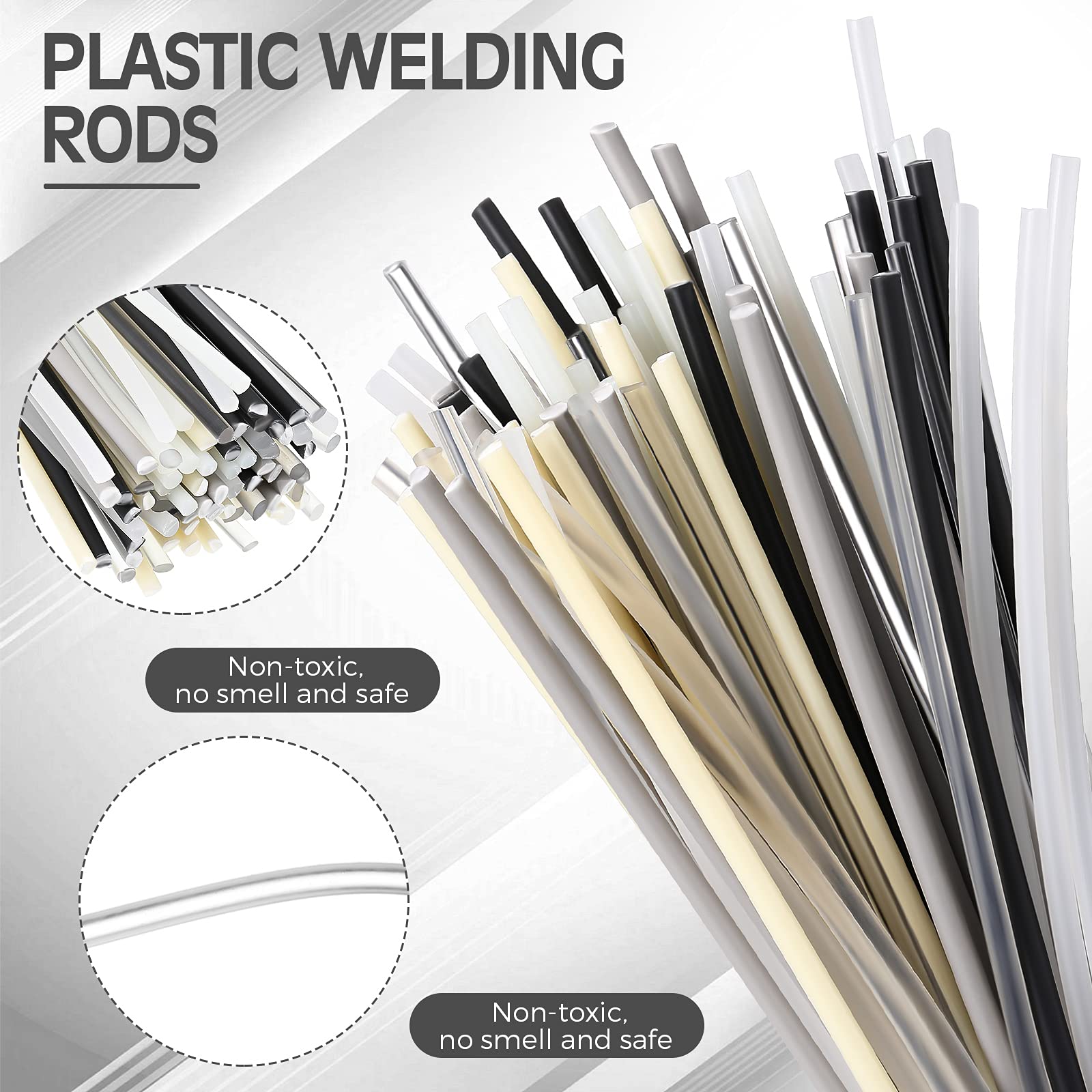 Saintrygo 78 Pieces Plastic Welding Rods, PU PP ABS PE TPO PA PC 7 Types of Plastic Welding Repair Rods Strips Common Plastic Welding Rods Kit for Car Bumpers Daily Plastic Repair, 7.9 Inch