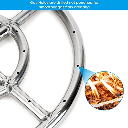 Stanbroil 12 Inch Round Fire Pit Burner Ring for Natural Gas & Propane Fire Pit Fireplace - 304 Stainless Steel Fire Pit Burner for Indoor & Outdoor, BTU 92,000 Max