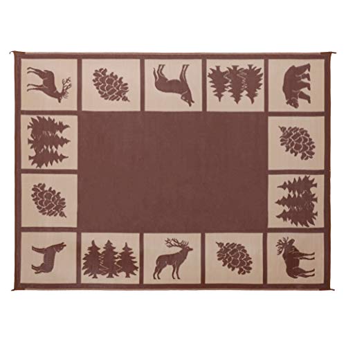 Stylish Camping 226097 6-feet by 9-feet Reversible Mat, Plastic Straw Rug, Large Floor Mat for Outdoors, RV, Patio, Backyard, Picnic, Beach, Camping - Hunter Mat (Brown/Beige)