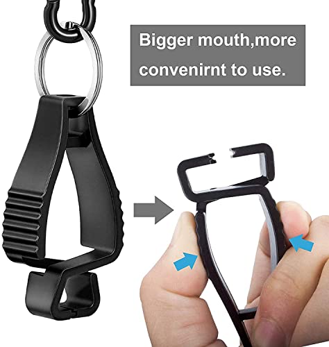 RICHARDJOV 6PCS Glove Clip Holder Safety Work Gloves Clip for Belt, Metal Glove Keeper Loop Glove Grabber Clip Holder(Black)