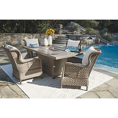 Signature Design by Ashley Clear Ridge Outdoor Handwoven Wicker Cushioned Lounge Chair 2 Count, Light Brown