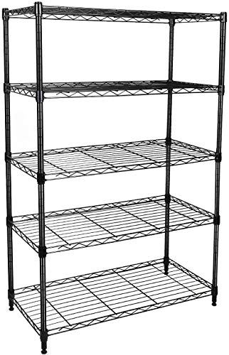 Simple Deluxe Heavy Duty 5-Shelf Shelving Unit 1250Lb Capacity, 29.92" D x 13.98" W x 62.99" H, 5 Tier, Black